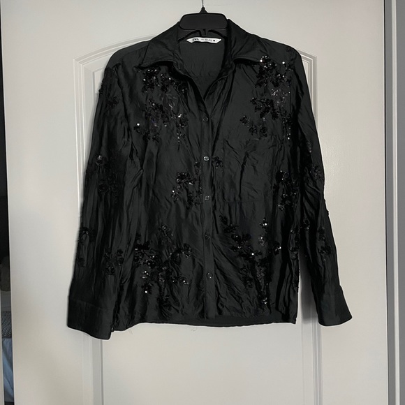 Zara | Pants & Jumpsuits | Zara Sequin Embroidered Set | Poshmark